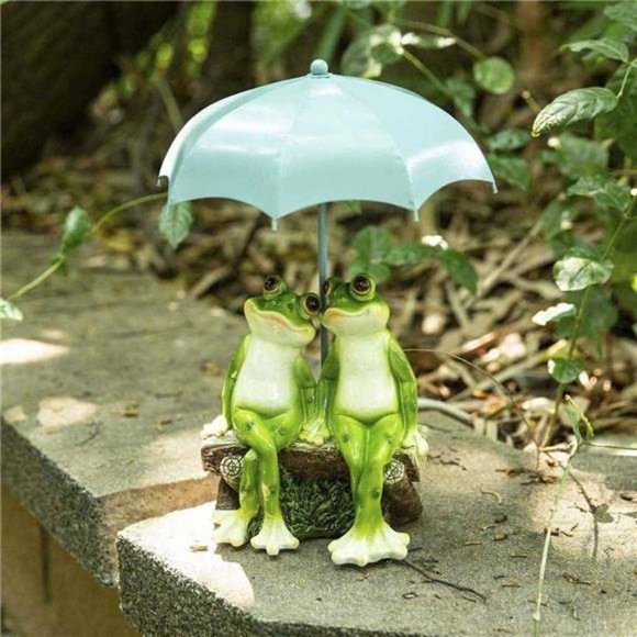 Accents | Frog Statue Garden Resin Happy Couple Frogs On Bench ...